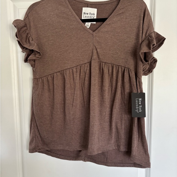 New York Laundry | Tops | New York Laundry Chocolate Ruffle Blouse ...